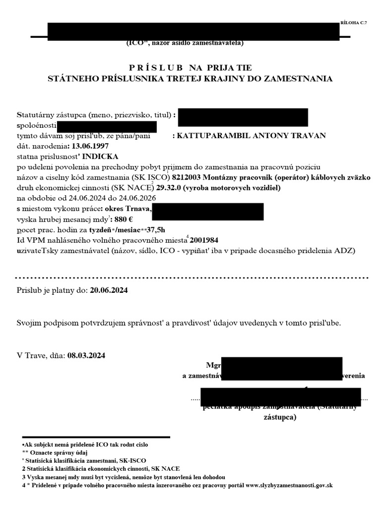 Travan Slovensko Pracovné Povolenie | PDF