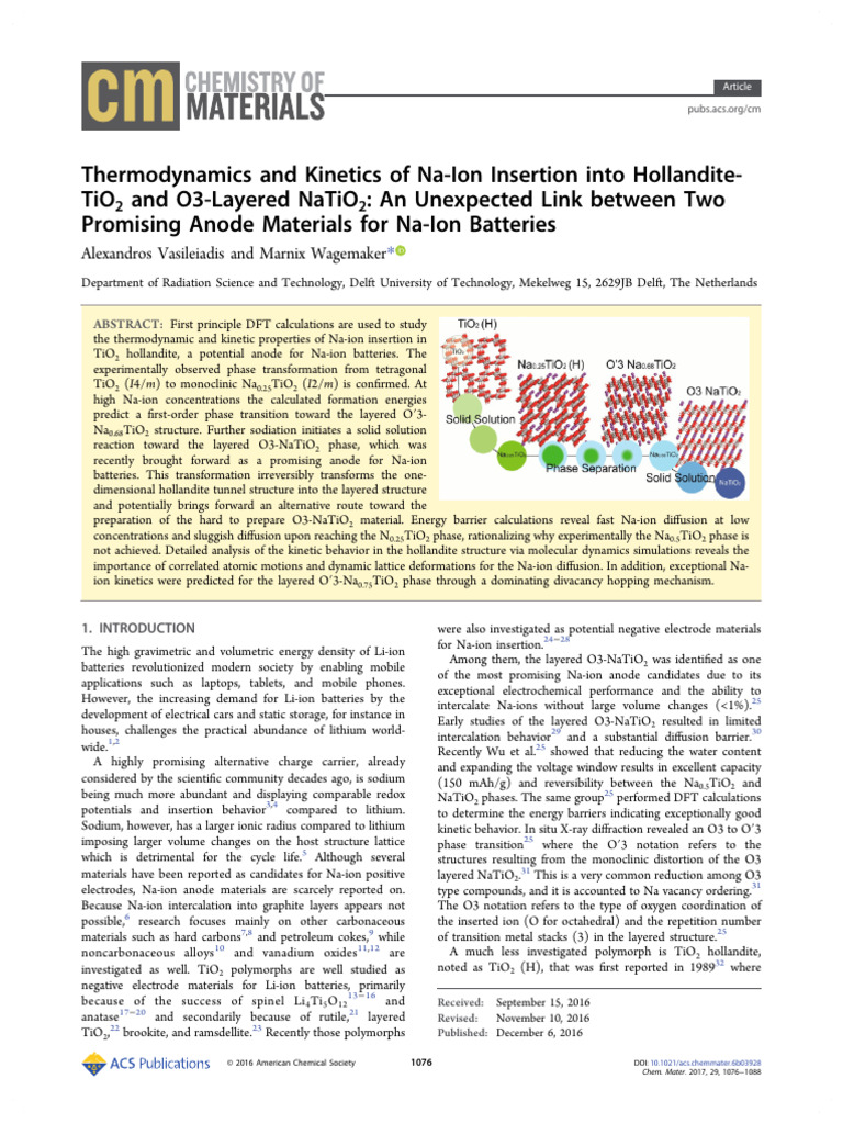 Thermodynamics and Kinetics of Na-Ion | PDF | Crystal Structure ...