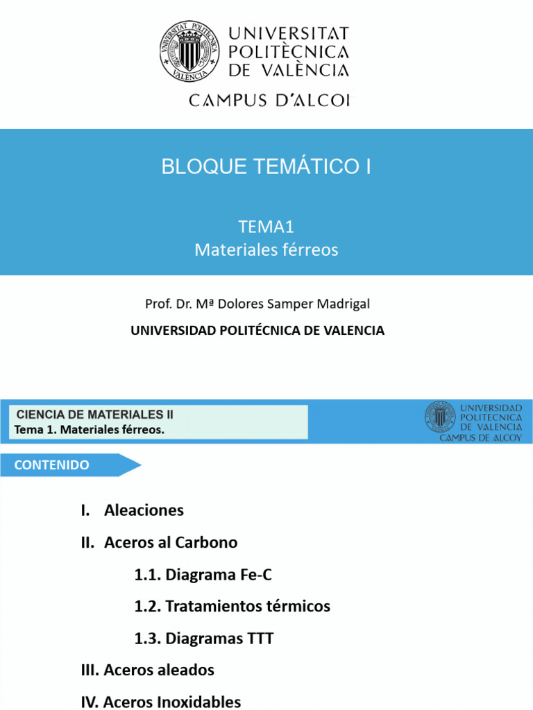 Tema - 1 Materiales Ferreos | PDF | Tratamiento a base de calor | Aleación