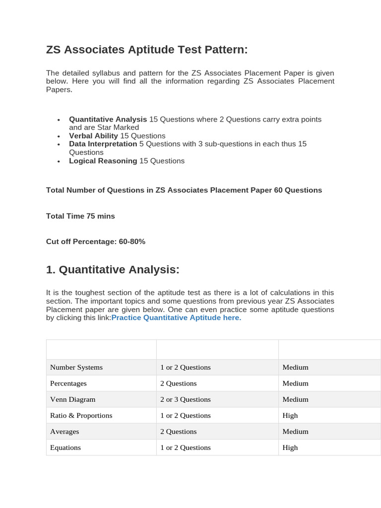 Aptitude Test Pattern - Sample Ques | PDF | Zinc | Copper
