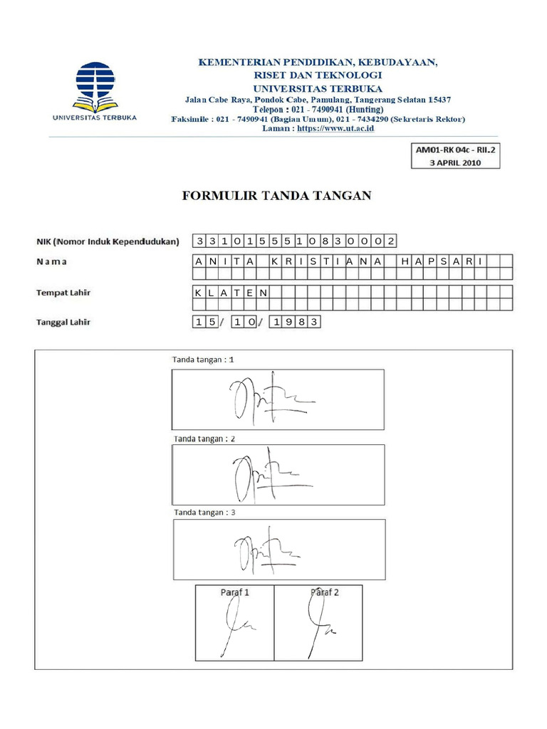 Formulir Tanda Tangan | PDF