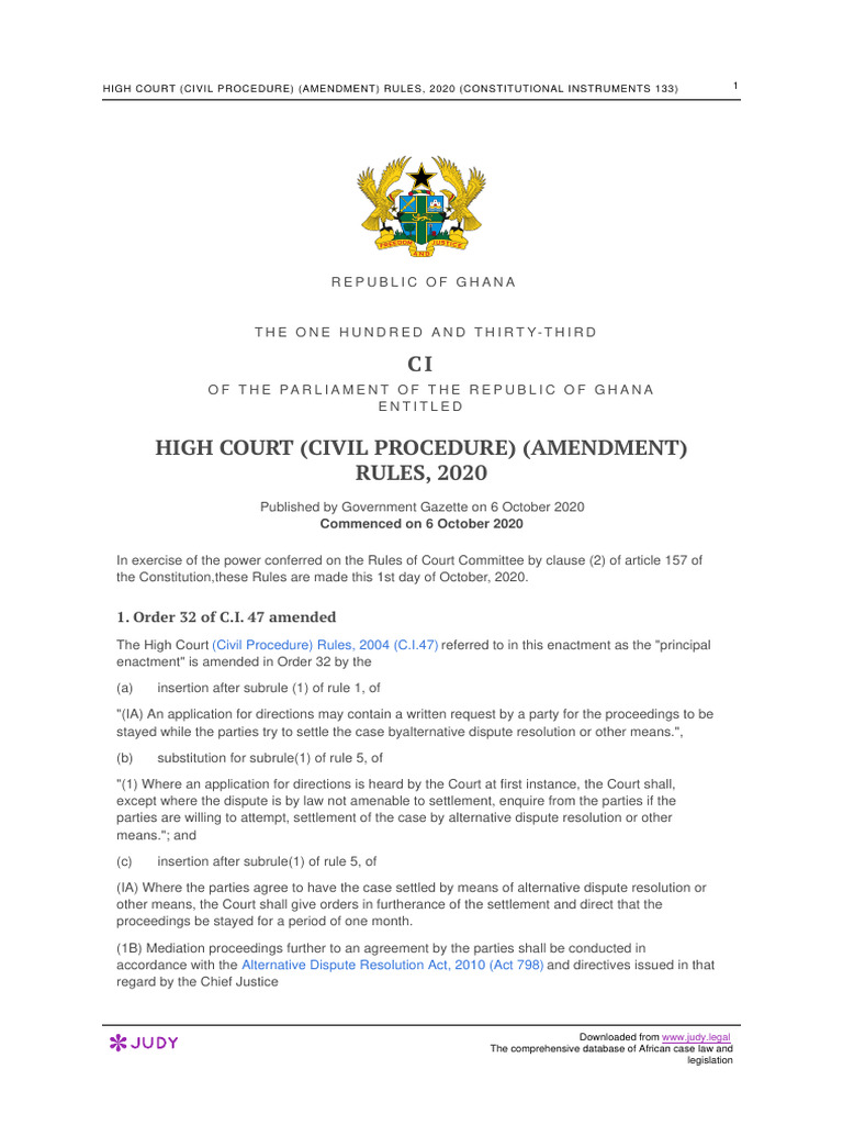 High Court Civil Procedure Amendments 2020 | PDF | Mediation ...