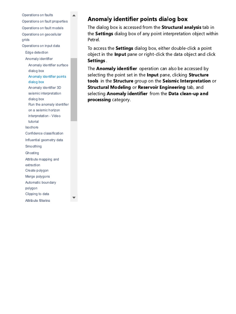Anomaly Identifier Points Dialog Box | PDF