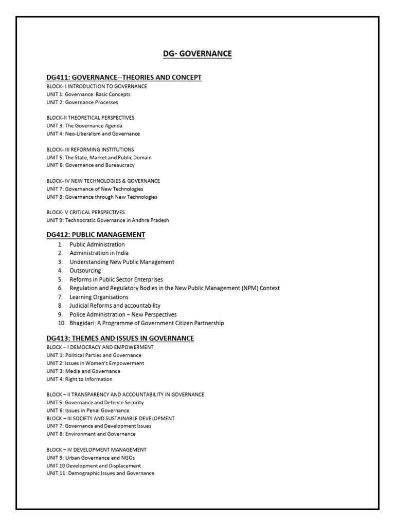 Dg411: Governance - Theories and Concept | PDF