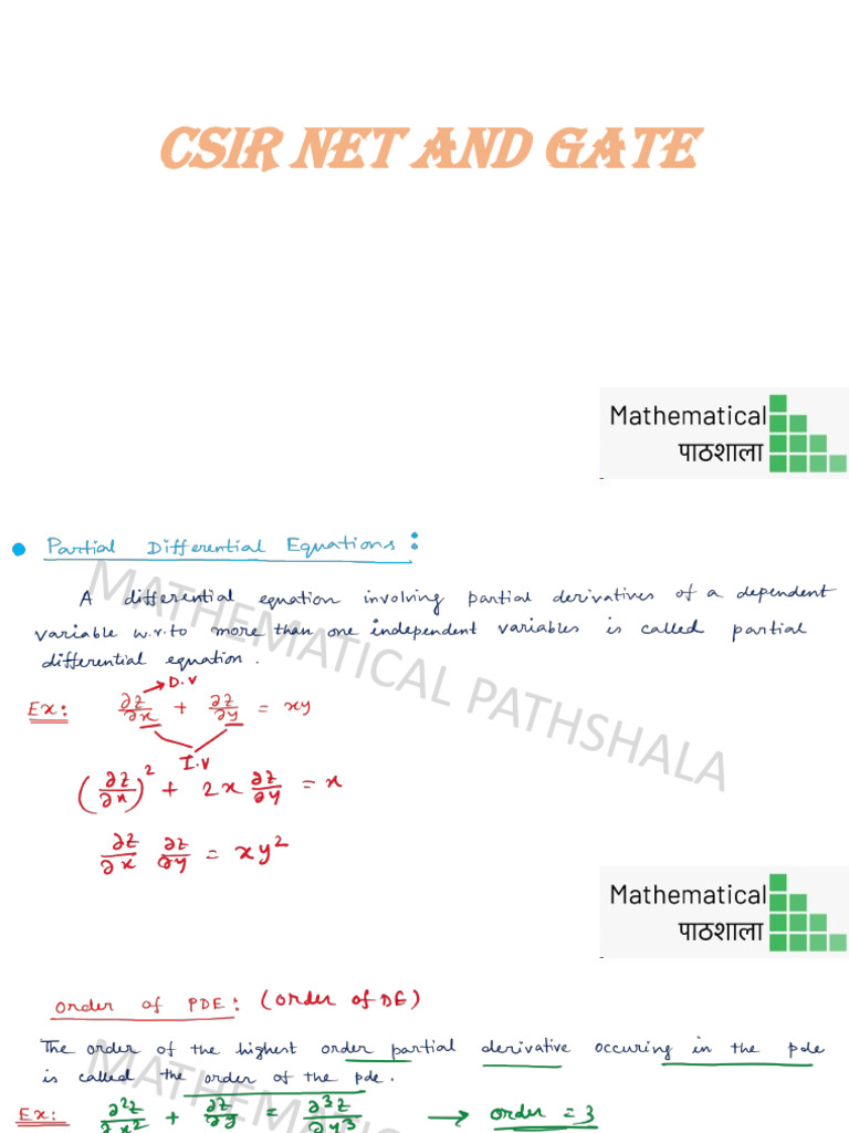 Csir Net and Gate: Partial Differential Equation | PDF