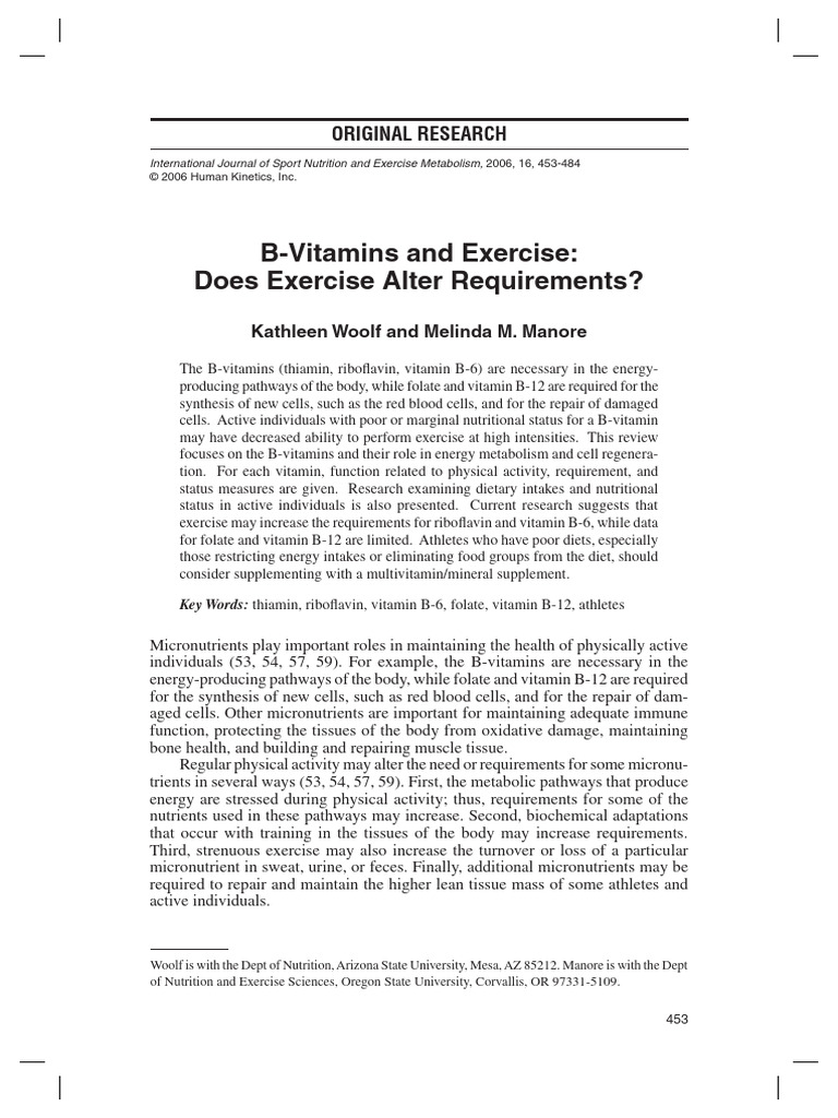 B-Vitamins and Exercise | PDF | Vitamin | Vitamin B12