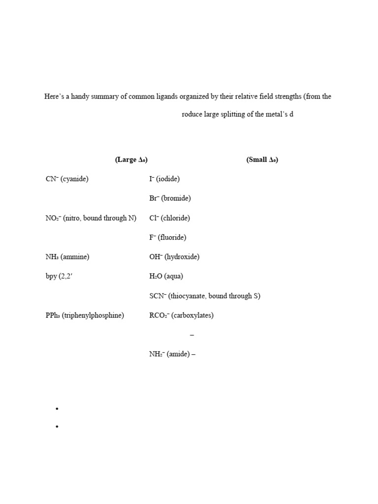 6 - Strong Ligands and Weak Ligands | PDF