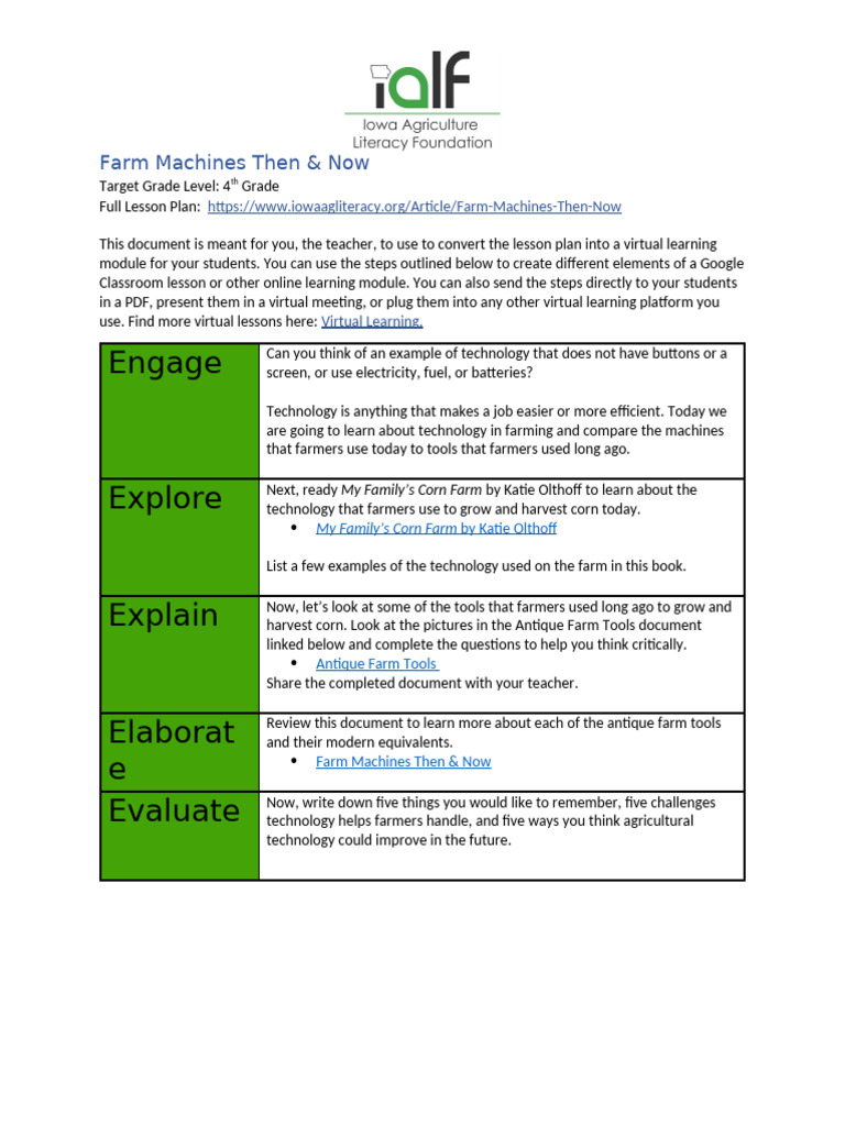 Farm Machines Then & Now Virtual Adaption | PDF