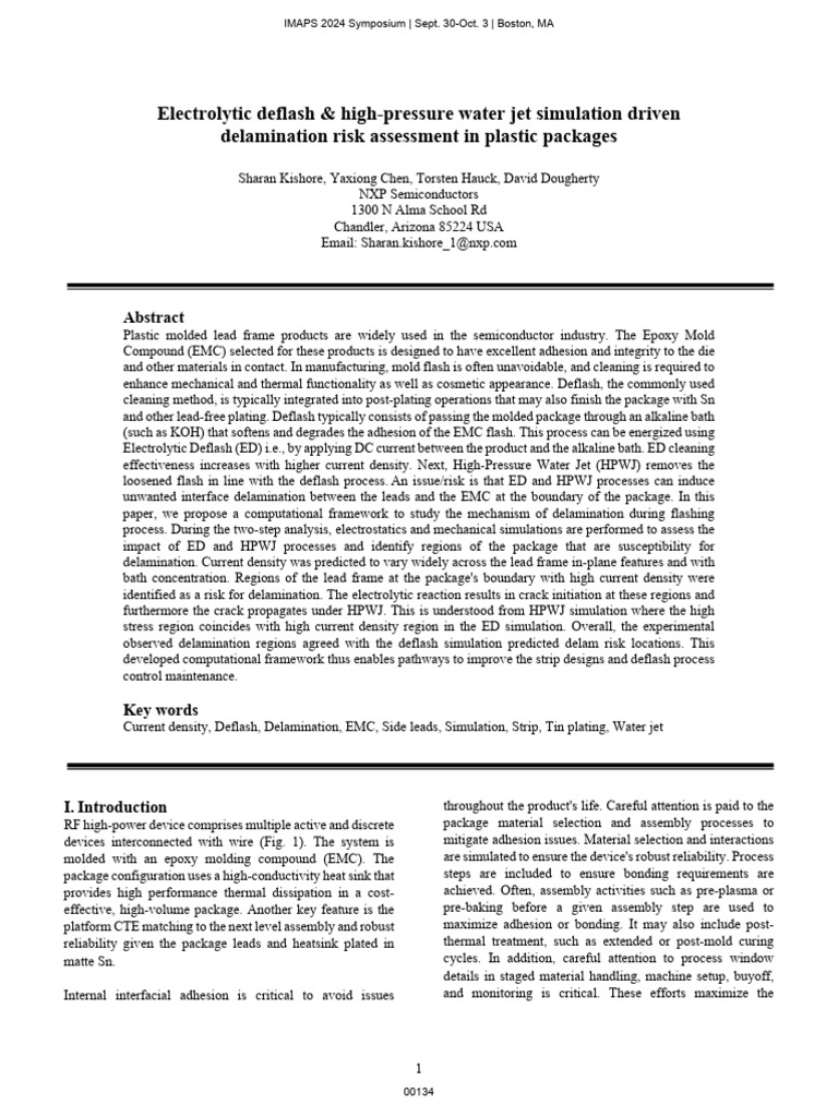 Electrolytic Deflash High Pressure Water Jet Simulation Driven ...