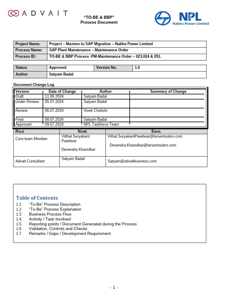 SAP PM Maintenance Order Process Guide | PDF