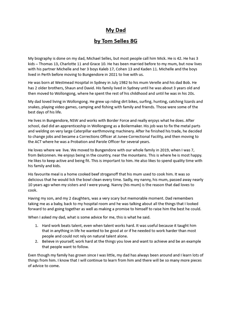 My Biography Is Done On My Dad | PDF