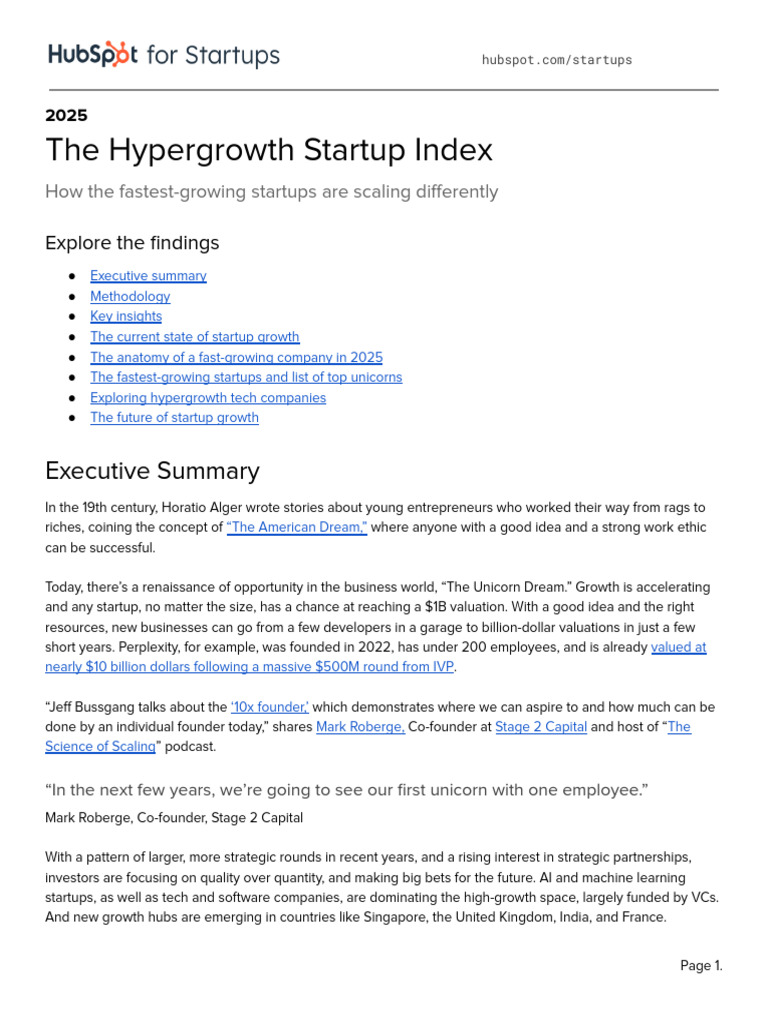 Hubspotforstartups Hypergrowth Index 2025 White-Paper | PDF | Startup Company | Small Business ...