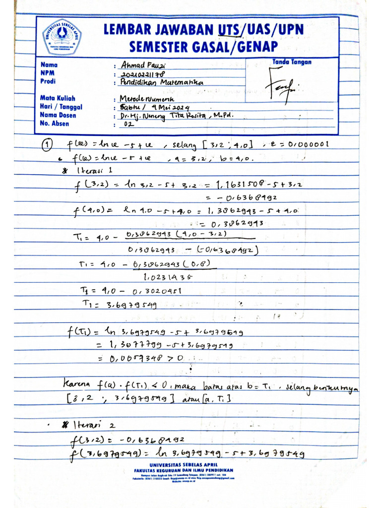 Ahmad Fauzi - UTS Metode Numerik | PDF