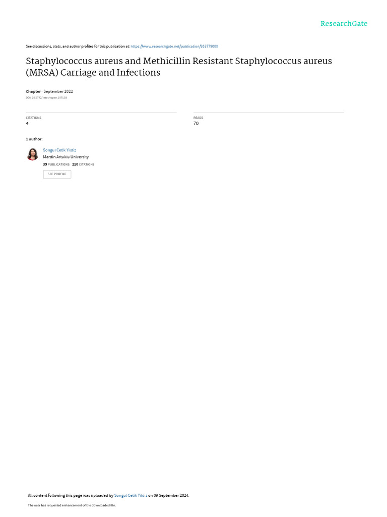 Staphylococcus Aureus and Metisiline Resistant Staphylococcus Aureus Mrsa Carriage and ...