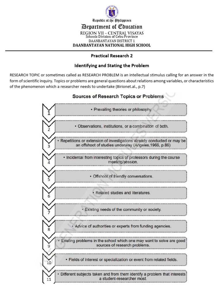 Identifying and Stating The Problem | PDF | Learning | Cognition