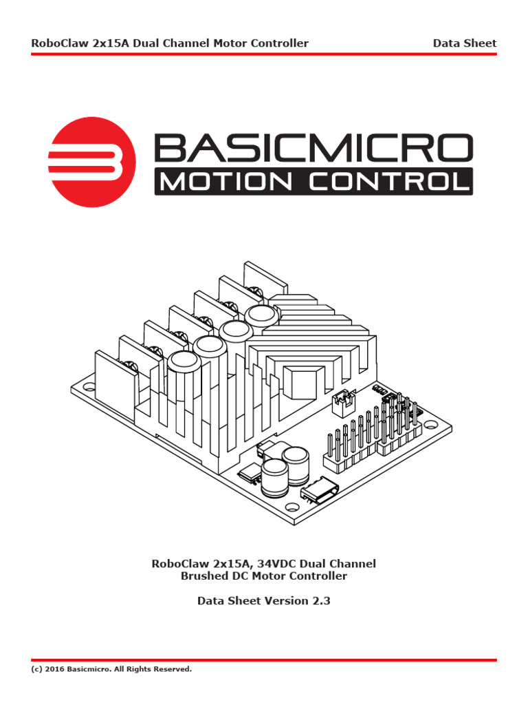 Roboclaw Datasheet 2x15a | PDF | Microcontroller | Usb