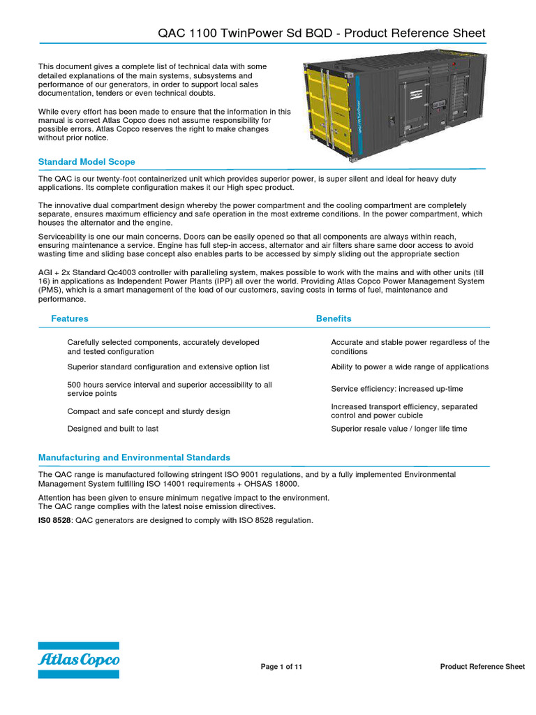 Product Reference Sheet QAC 1100 TwinPower SD BQD en | PDF | Mains ...