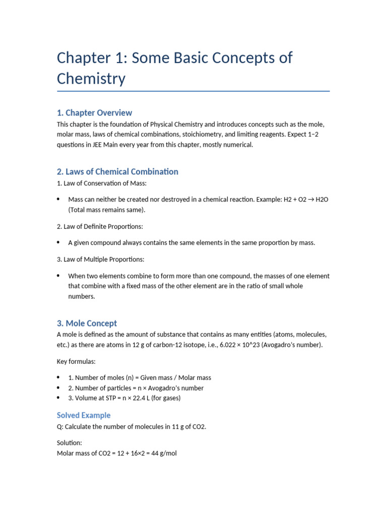 Basic Chemistry Concepts Overview | PDF