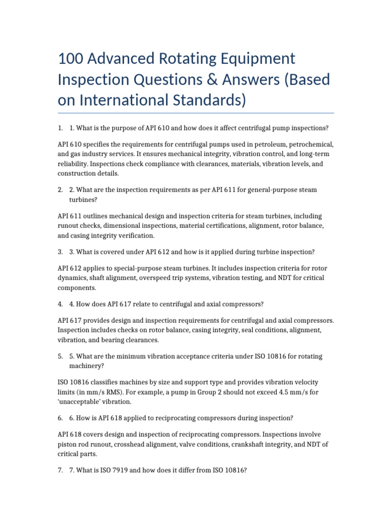 Rotating Equipment Inspection QA Batch1 | PDF | Pump | Turbine
