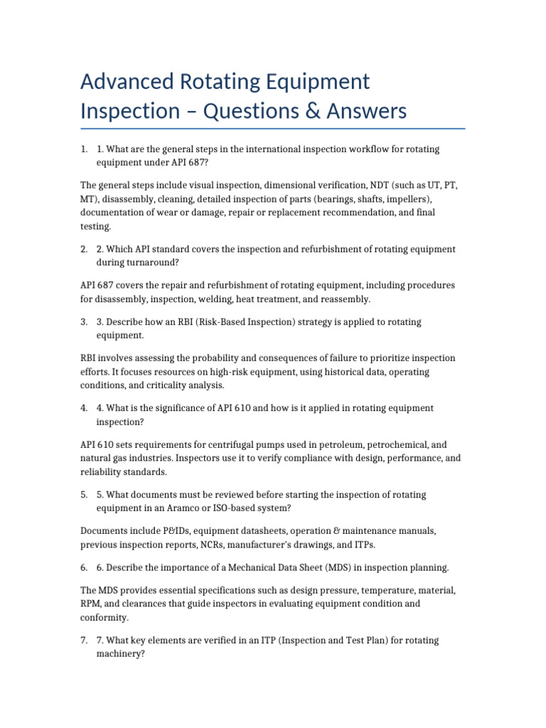 API Standards for Rotating Equipment Inspection | PDF | Nondestructive ...