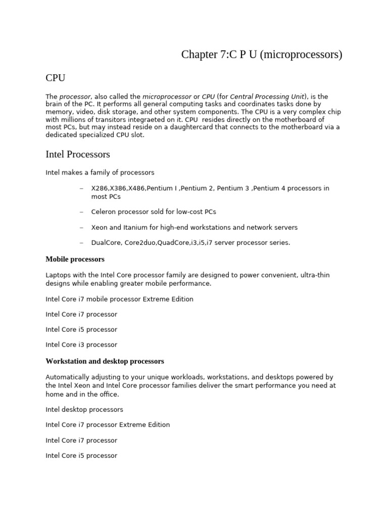 7) C P U (Microprocessors) | PDF | Central Processing Unit | Intel