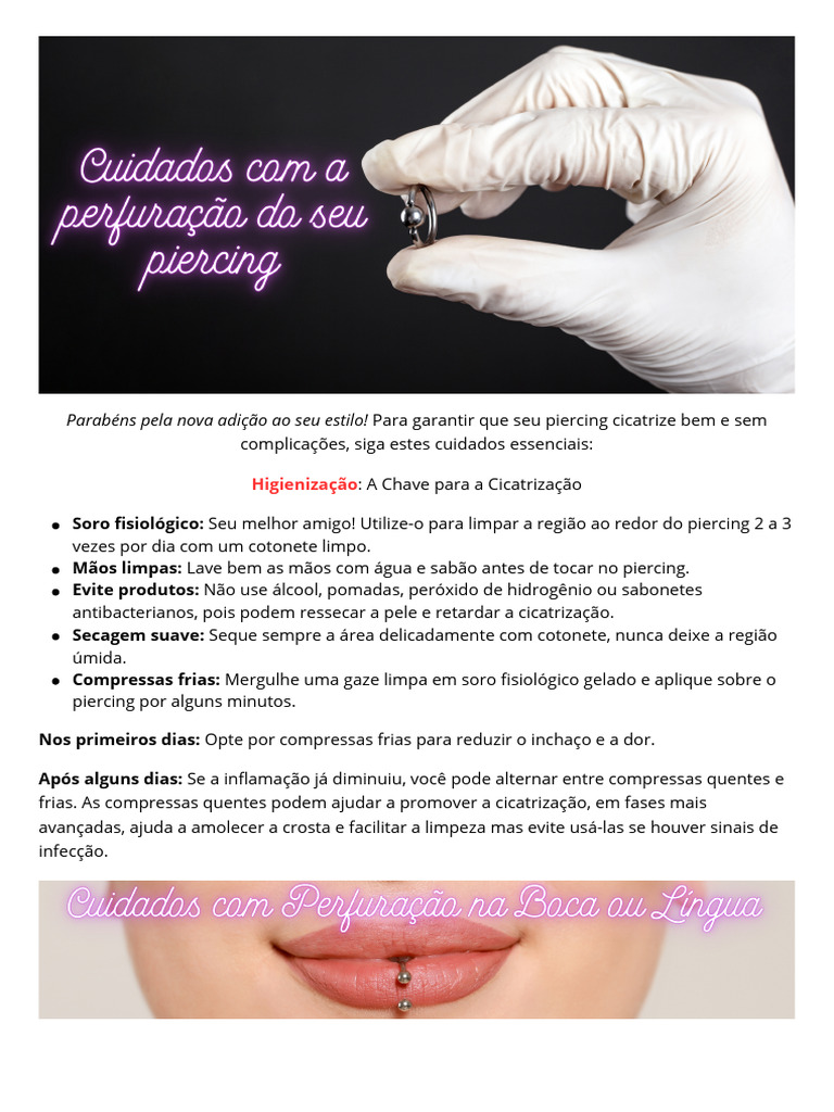1 Cuidados Com A Perfuração Do Seu Piercing! | PDF | Infecção | Febre