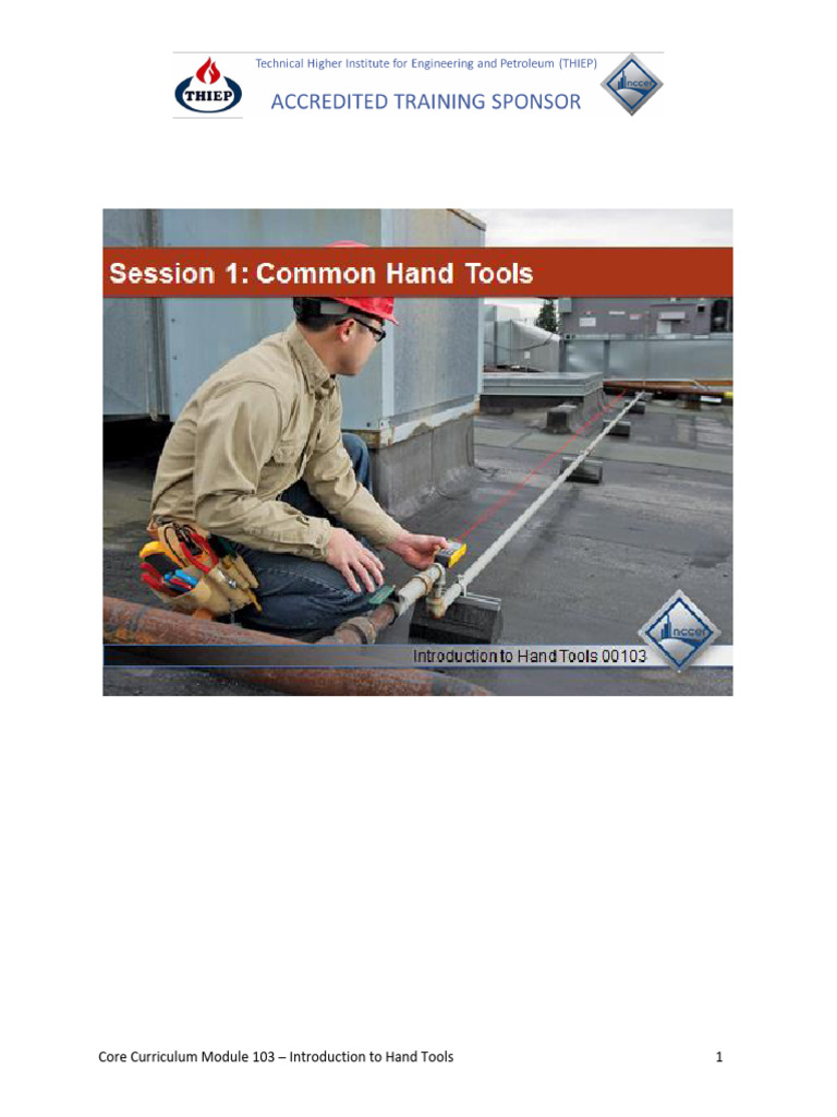 Core Curriculum Module 103 - Introduction To Hand Tools | PDF | Screw | Tools