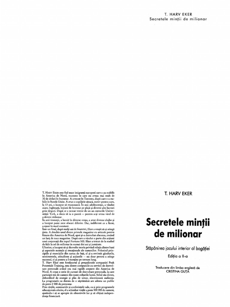 13 Harv Eker Secretul Mintii de Milionar | PDF