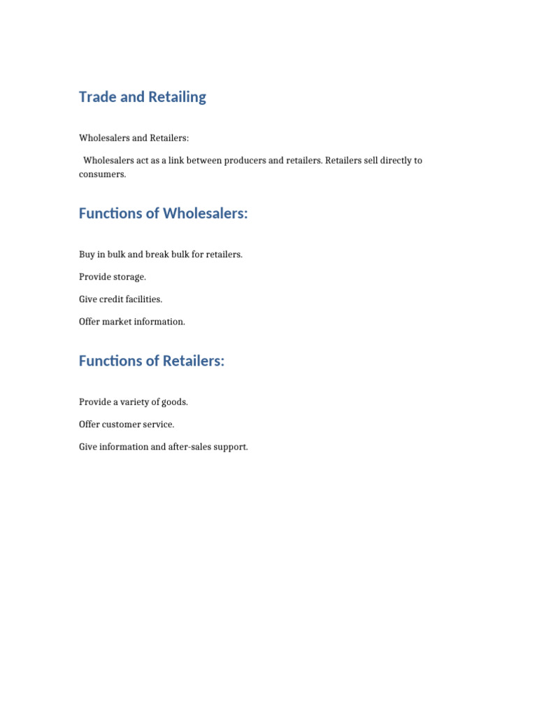 Trade and Retailing | PDF