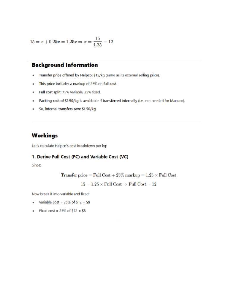 Transfer Pricing Problem 8 | PDF