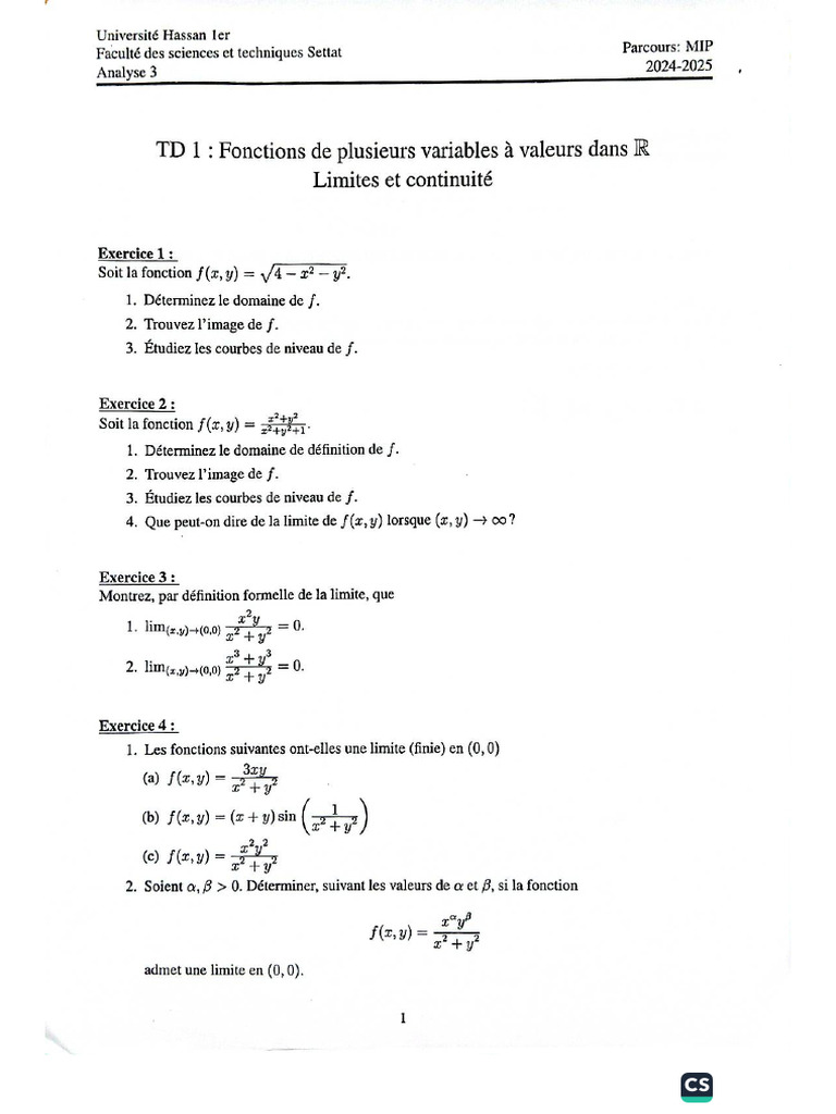 Correction TD 1 Analyse 3 | PDF