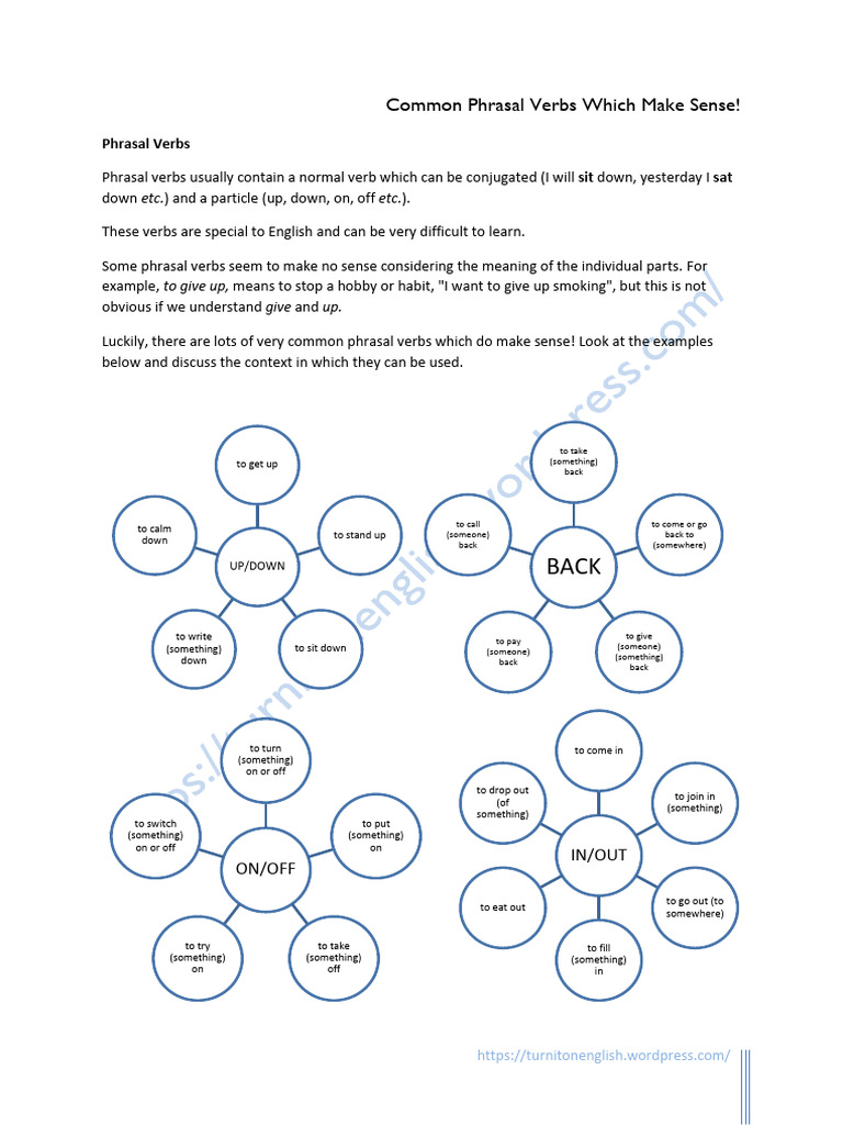 Common Phrasal Verbs That Make Sense | PDF | Linguistic Morphology ...