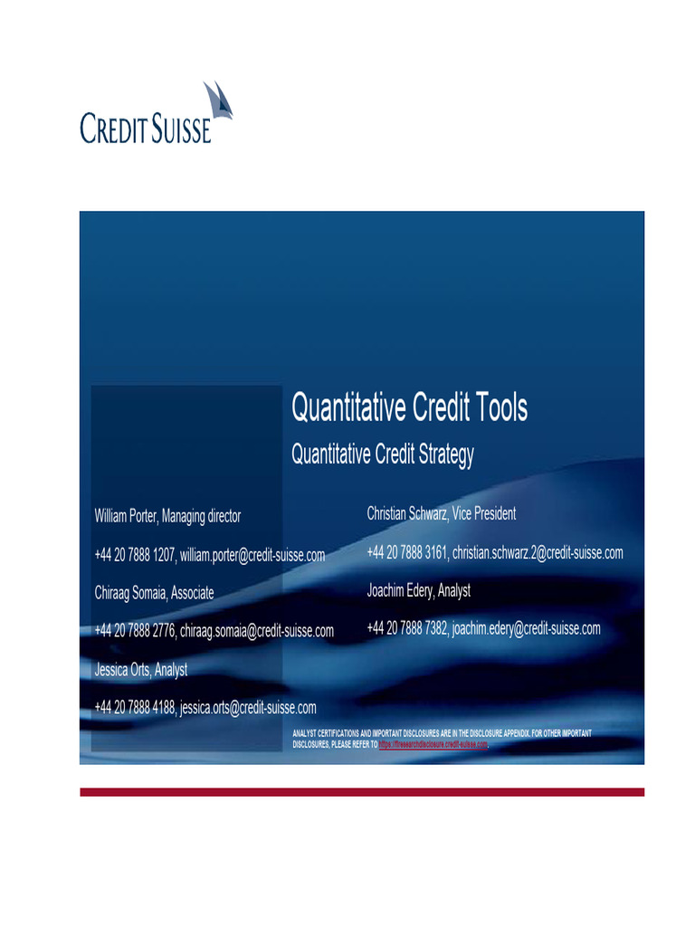 Credit Suisse-Quantitative Credit Tools | PDF | Credit Default Swap ...