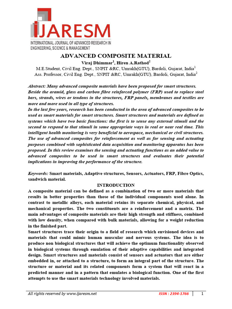 Advanced Composite Material | PDF | Fibre Reinforced Plastic | Composite Material