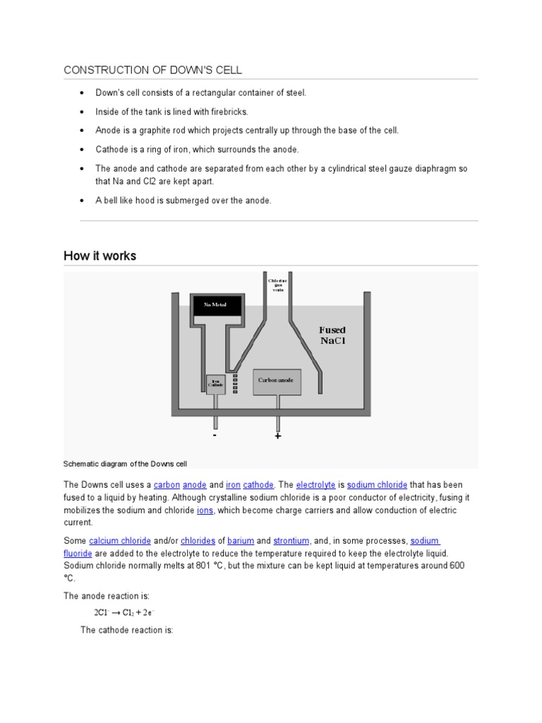 Down's Cell | PDF | Electromagnetism | Chemistry