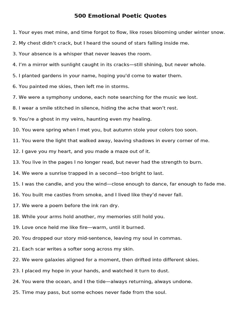 500 Emotional Poetic Quotes Collection | PDF | Ghosts | Shadow