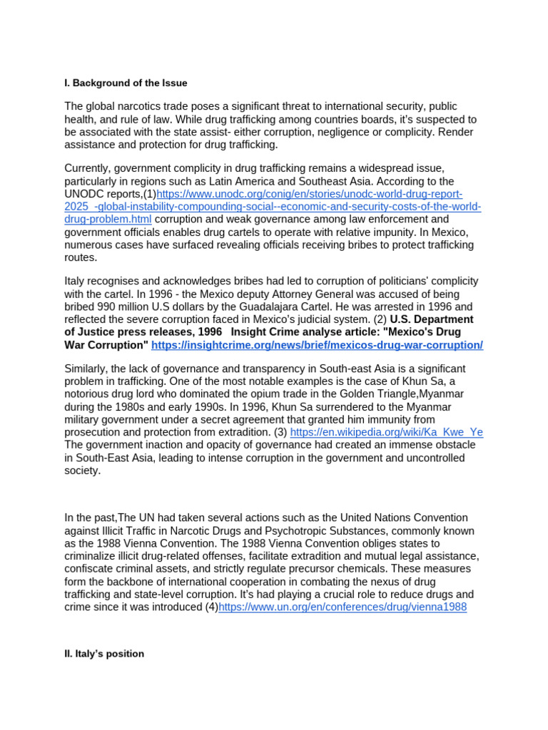 Position Paper - UNODC Italy | PDF | Illegal Drug Trade | Corruption