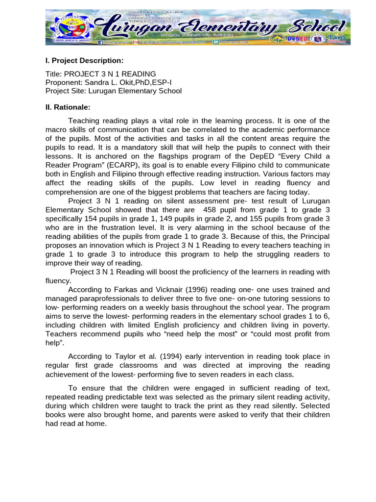 Project 3 N 1: Enhancing Reading Skills | PDF | Educational Assessment ...