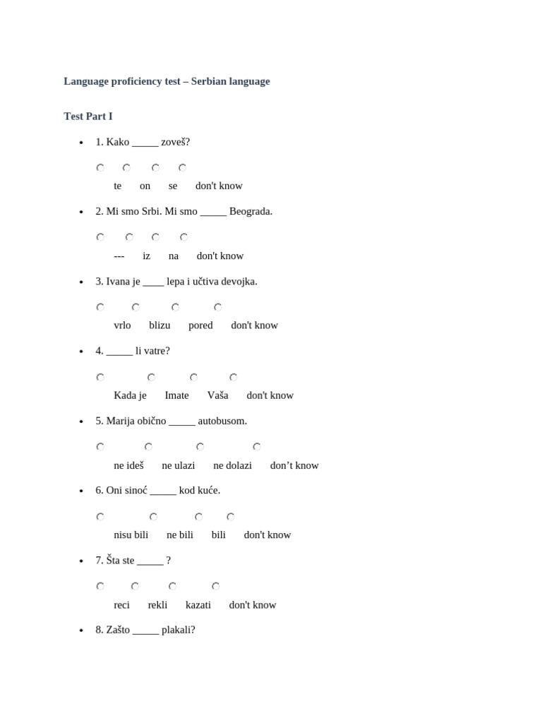 Language Proficiency Test | PDF