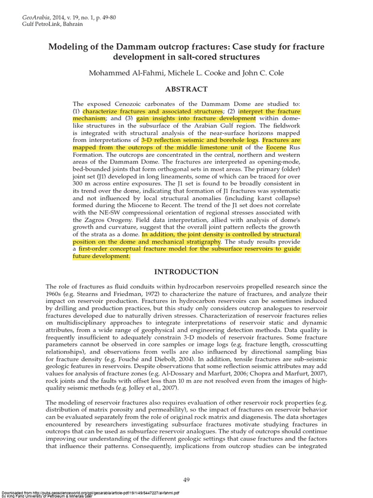 Modeling of The Dammam Outcrop Fractures | PDF | Petroleum Reservoir ...