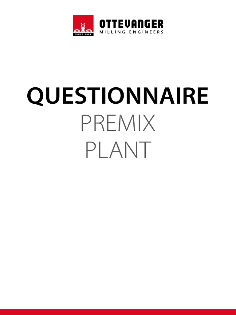 Ottevanger - OTT - Questionnaire Premix Plant en | PDF | Electricity