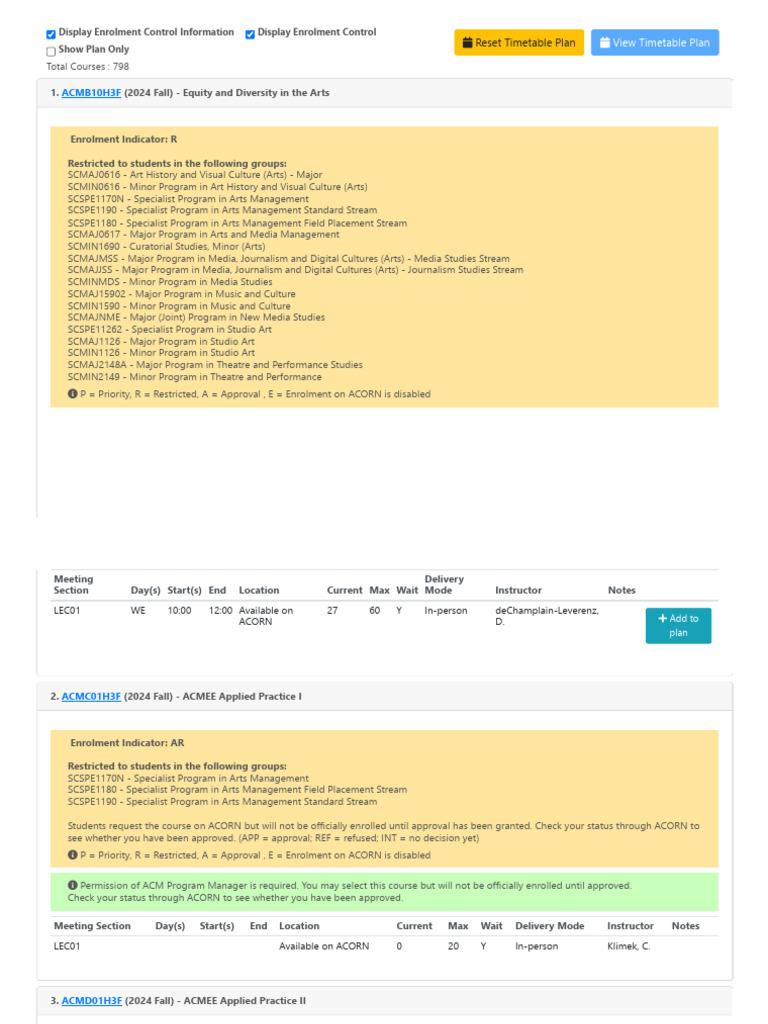 Timetable - Office of The Registrar Fall 2024 | PDF | Liberal Arts ...