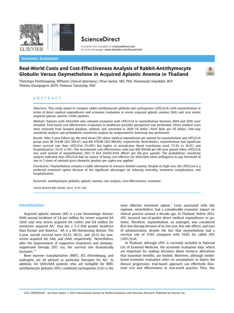 Real-World Costs and Cost-Effectiveness Analysis of Rabbit ...
