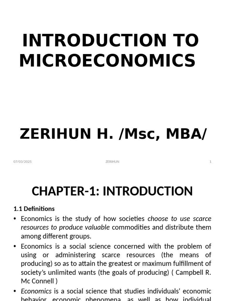 Microeconomics I-Ch-1 | PDF | Economics | Economic System