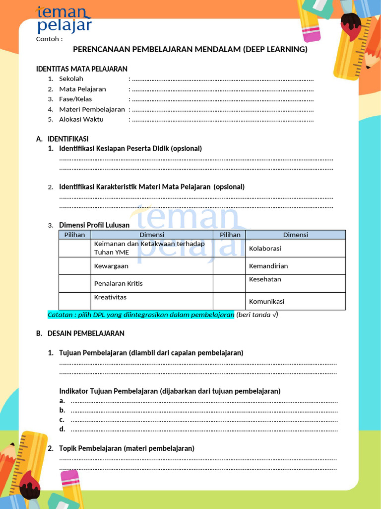 Format Perencanaan Pembelajaran Mendalam-Revisi 030625-4 | PDF