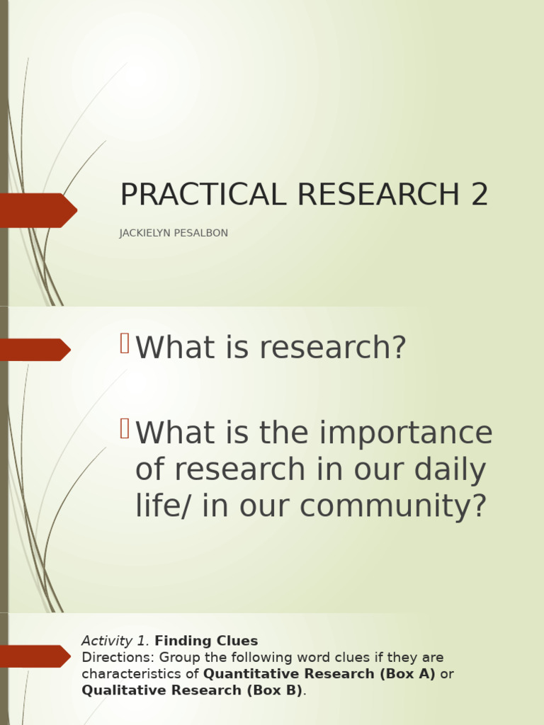 Practical Research 2 | PDF | Statistics | Quantitative Research