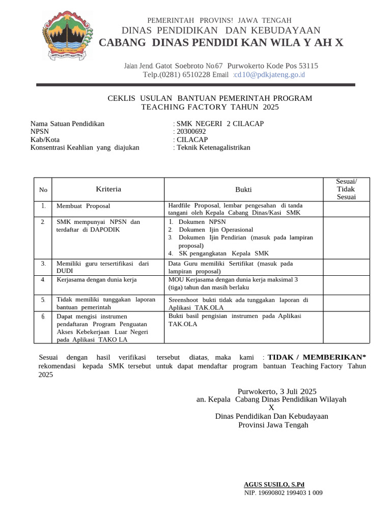 Ceklis Usulan Bantah Kebekerjaan LN 2025 | PDF