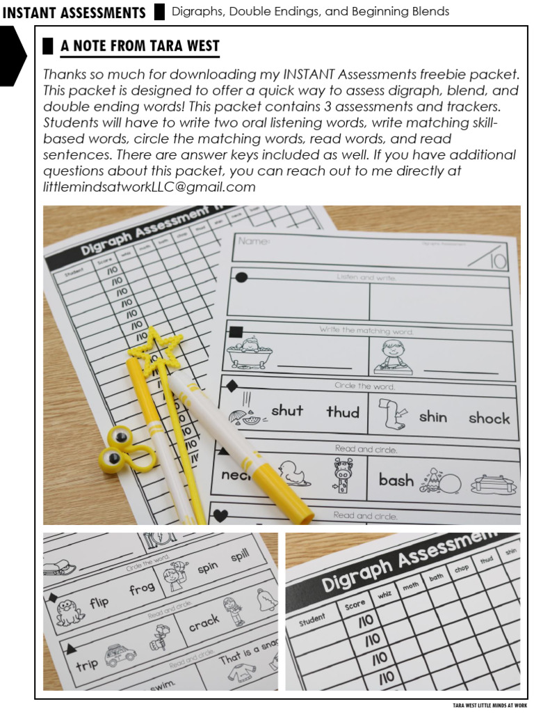 Digraphs and Beginning Blends Assessment Freebie | PDF | Copyright Law ...