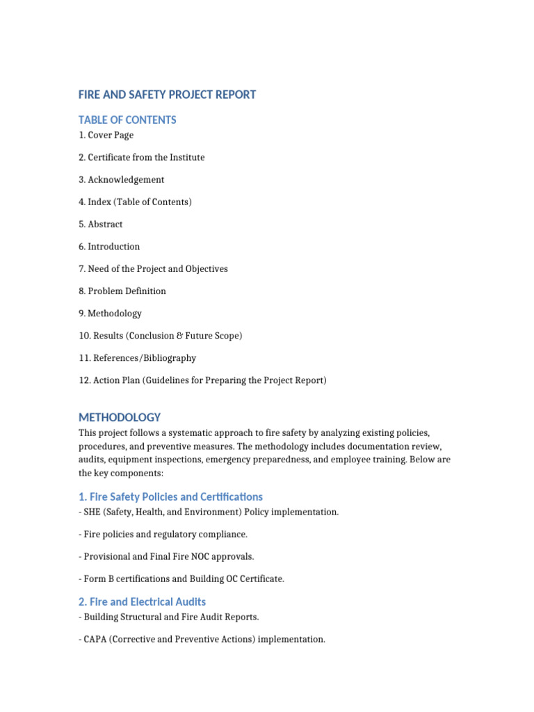 Fire Safety Project Report Overview | PDF