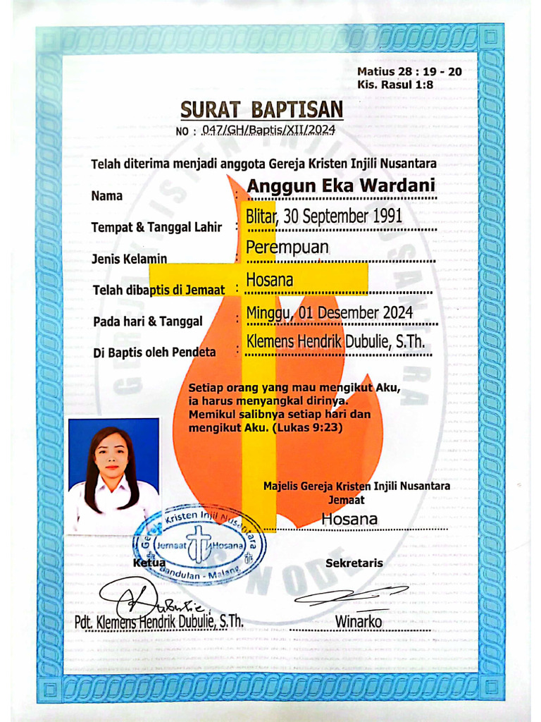 Surat Baptis | PDF